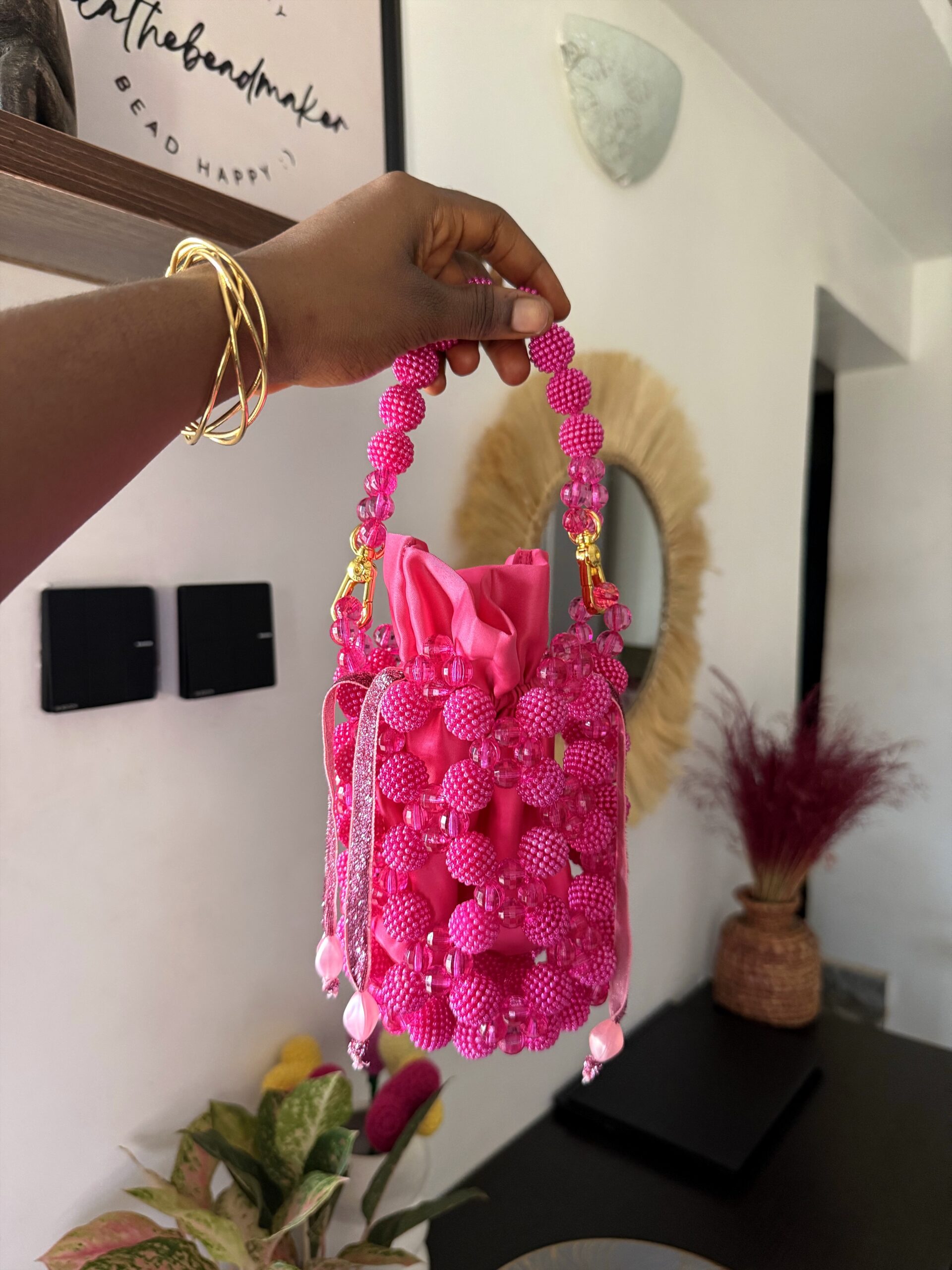 Flower Bucket bag ~ Pink – lalathebeadmaker.com